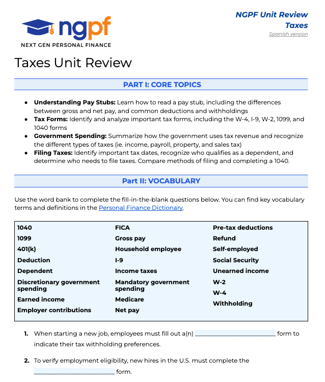Curriculum Announcement: NEW NGPF Review Materials - Blog